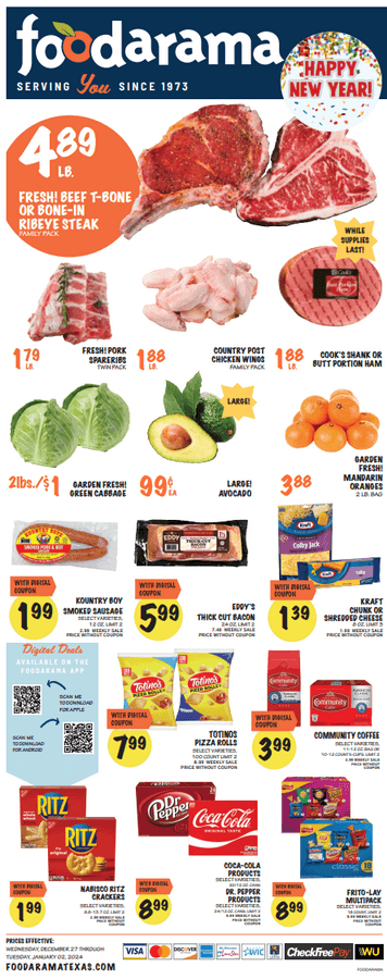 Foodarama Weekly Ad Dec 27, 2023 – Jan 02, 2024