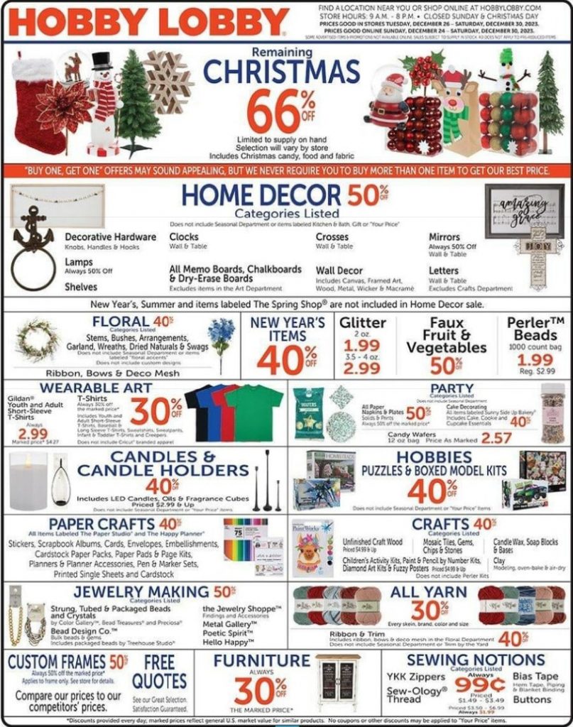 Hobby Lobby Weekly Ad Dec 24 – Dec 30, 2023