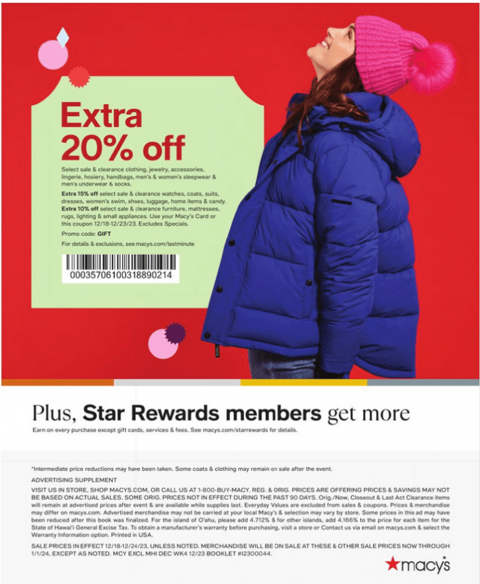 Macy's Last Minute Gift Sale Dec 18 – Dec 24, 2023