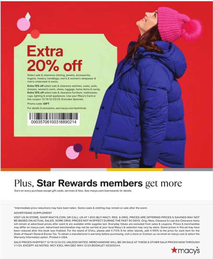 Macy's Last Minute Gift Sale Dec 18 – Dec 24, 2023