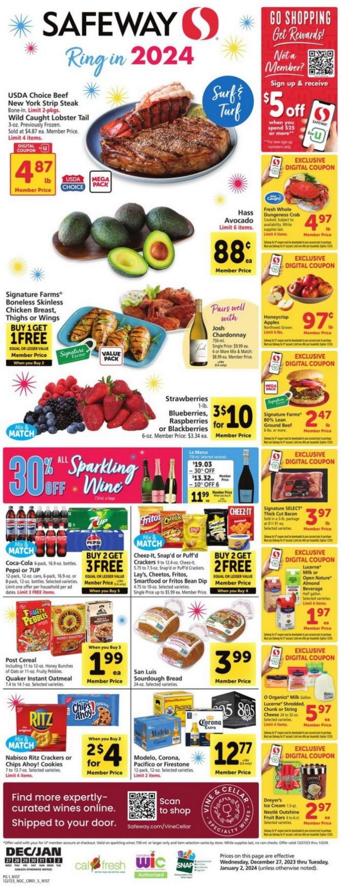 Safeway Weekly Ad Dec 27, 2023 – Jan 02, 2024 (New Year Promotion Included)