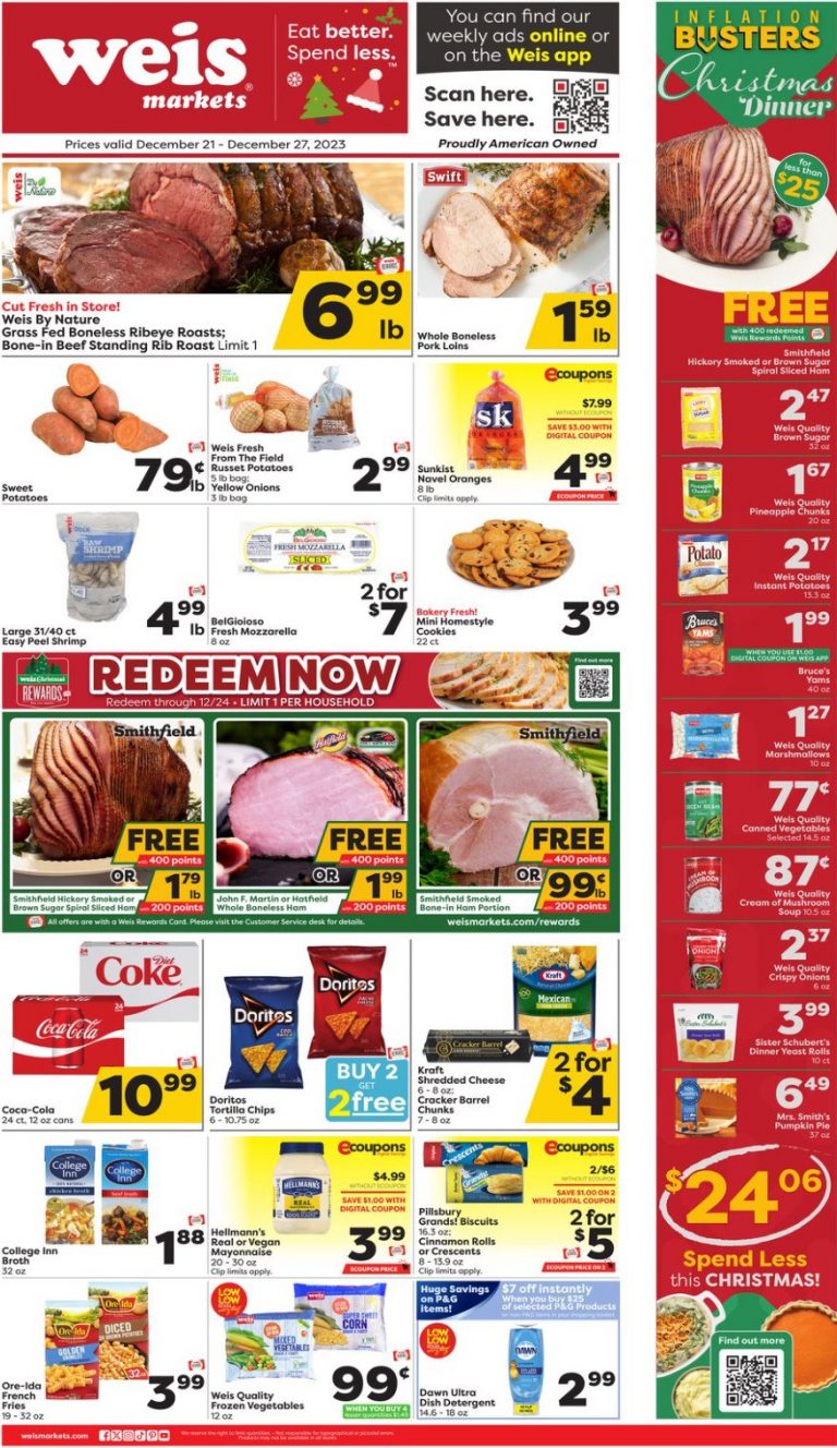 Weis Markets Weekly Ad Dec 21 – Dec 27, 2023 (Christmas Promotion Included)
