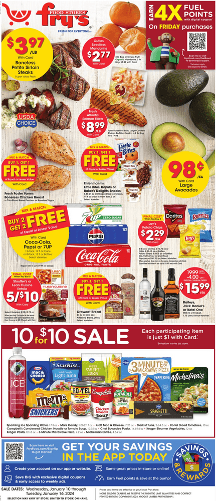 Fry's Food Weekly Ad Jan 10 – Jan 16, 2024