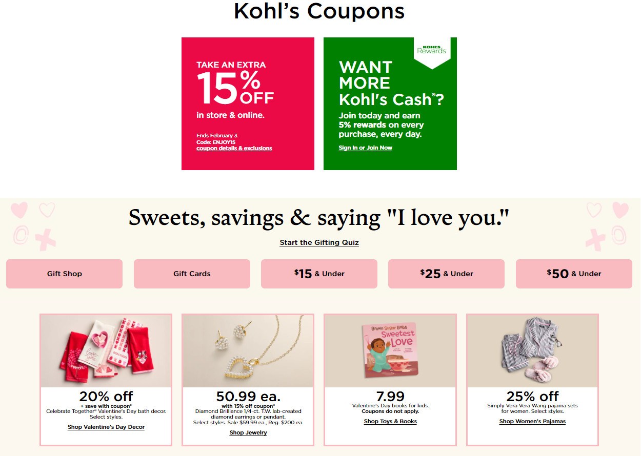 Kohl's Coupon Ad Until Feb 03, 2024 (Valentine's Day Promotion Included)