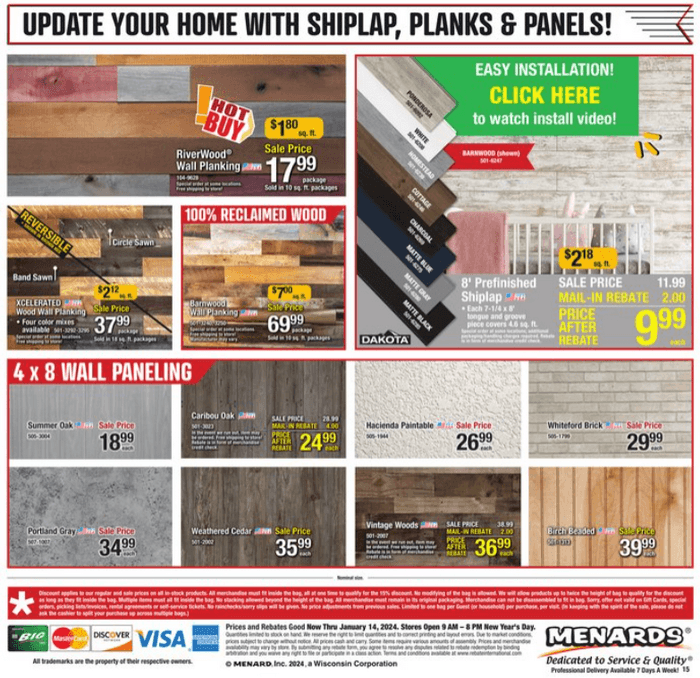 Menards Weekly Ad Jan 01 – Jan 14, 2024