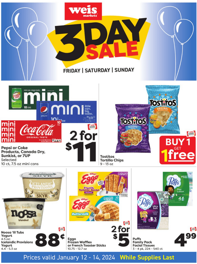 Weis Markets Three-Day Ad Jan 12 – Jan 14, 2024