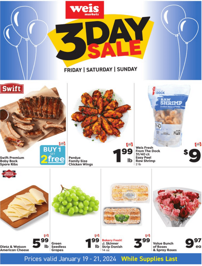 Weis Markets Three-Day Ad Jan 19 – Jan 21, 2024