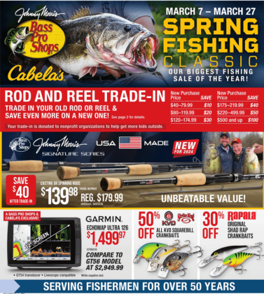 Bass Pro Shops Spring Fishing Sale Mar 07 – Mar 27, 2024