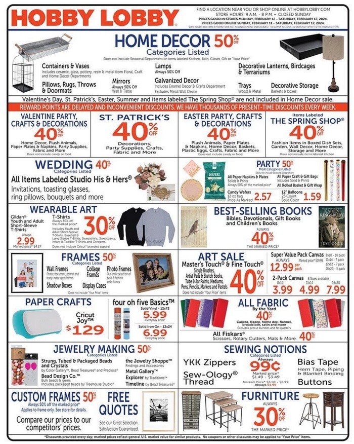 Hobby Lobby Weekly Ad Feb 11 – Feb 17, 2024 (Valentine's Day Promotion ...