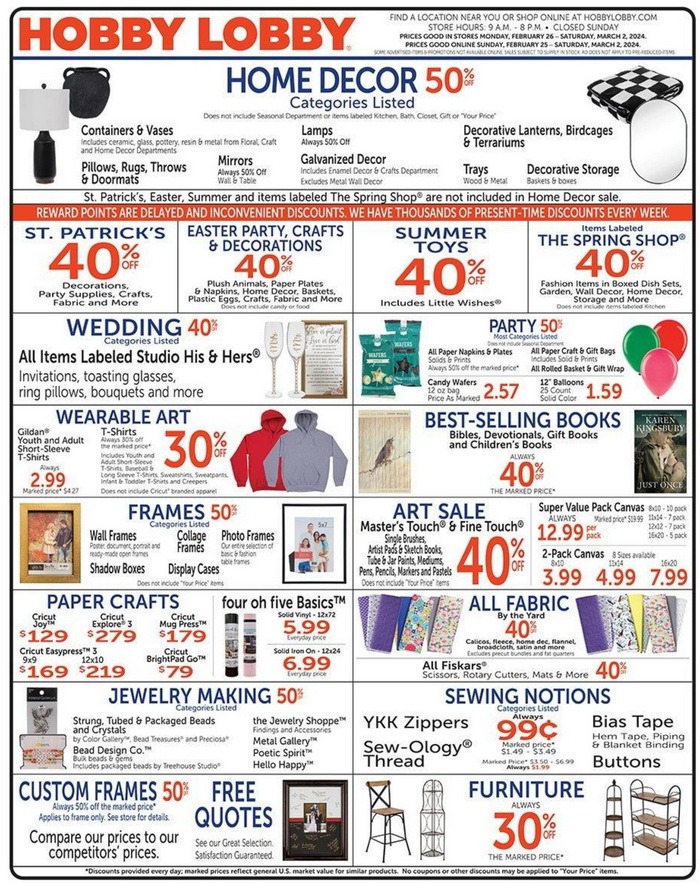 Hobby Lobby Weekly Ad Feb 25 – Mar 02, 2024 (Easter & St. Patrick's Day ...
