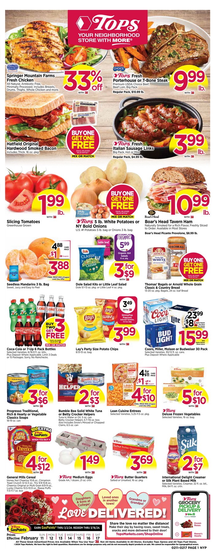 Tops Weekly Ad Feb 11 – Feb 17, 2024 (Valentine's Day Promotion Included)