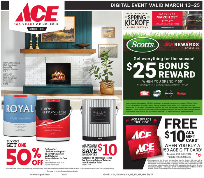 ACE Hardware Spring Event Ad Mar 13 – Mar 25, 2024
