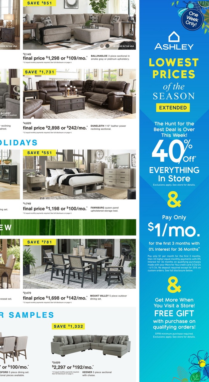 Ashley Furniture HomeStore Weekly Ad Mar 26 – Apr 01, 2024