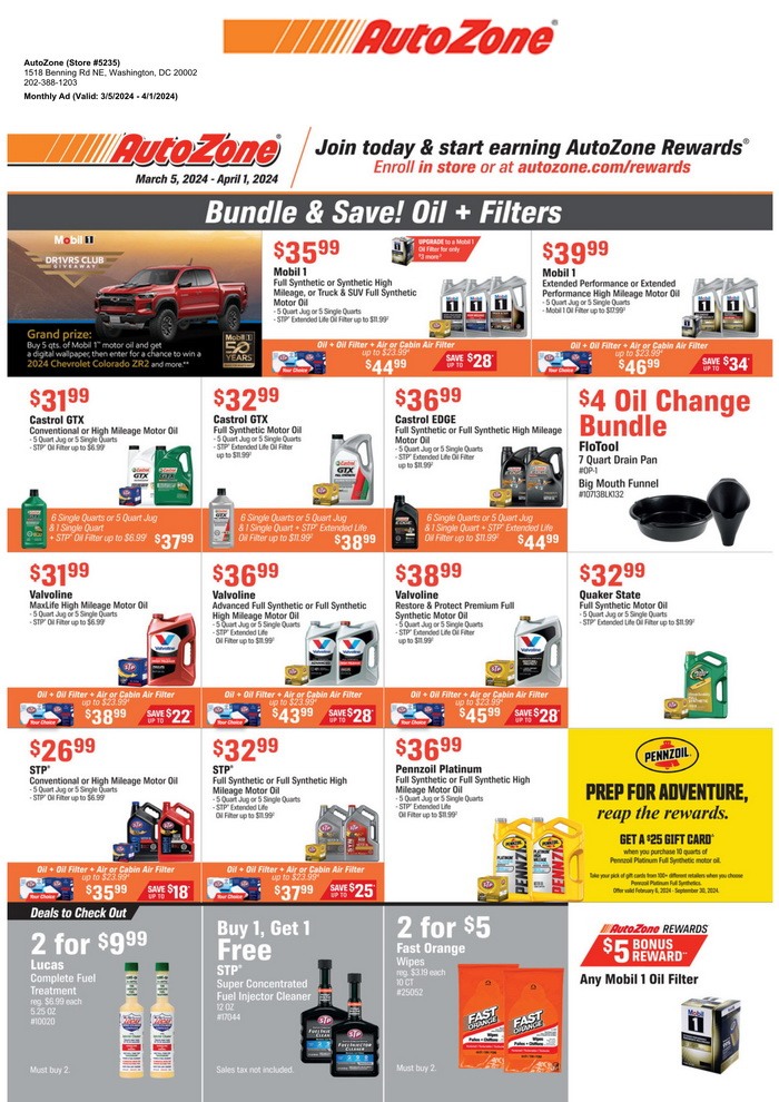 AutoZone Monthly Ad Mar 05 – Apr 01, 2024