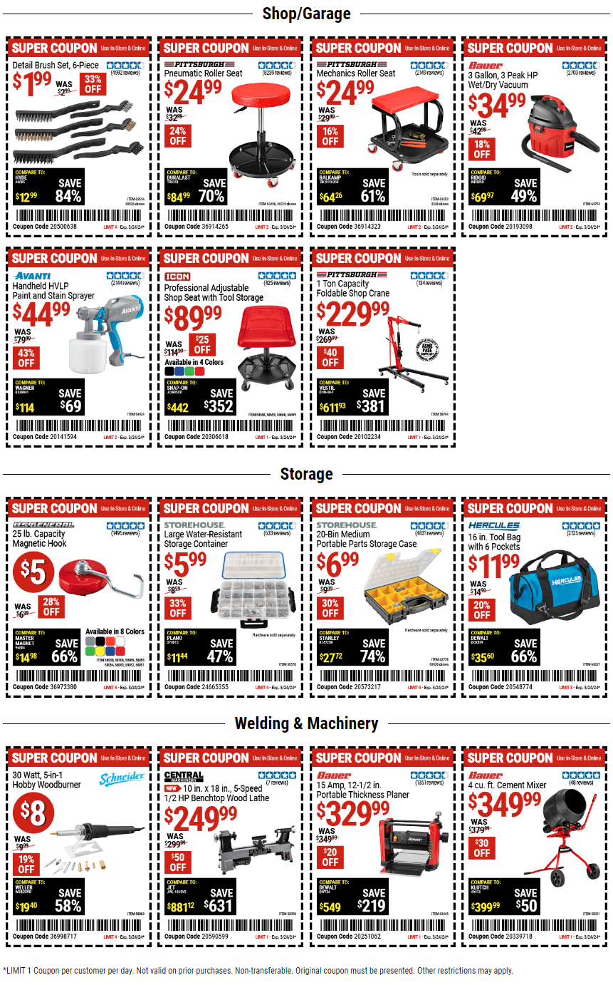 Harbor Freight Coupon Sale Mar 11 – Mar 24, 2024