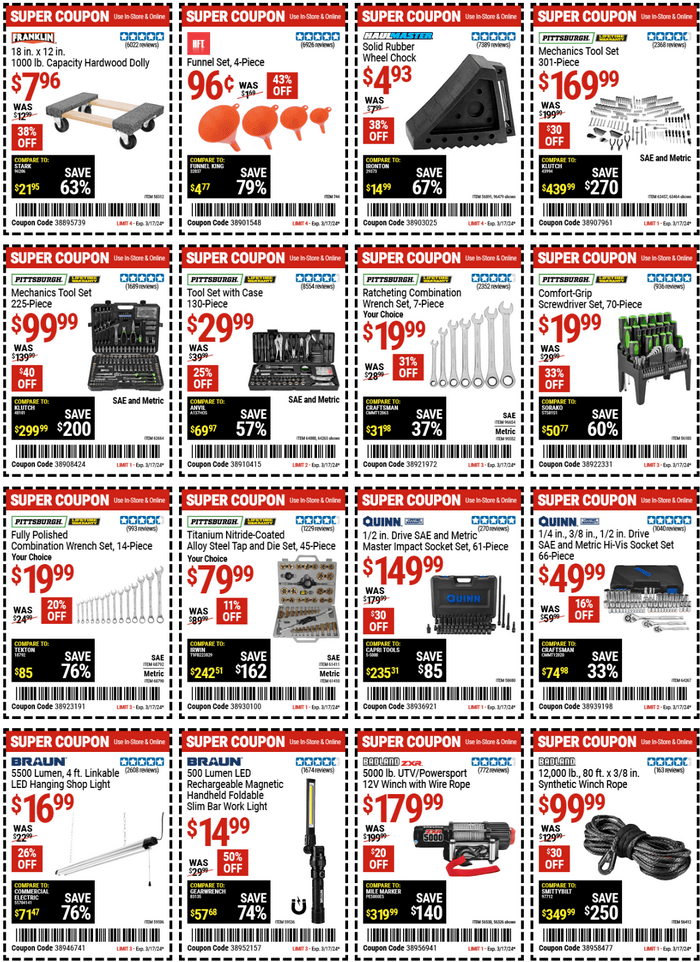 Harbor Freight Extended Parking Lot Ad Sale Mar 15 – Mar 17, 2024