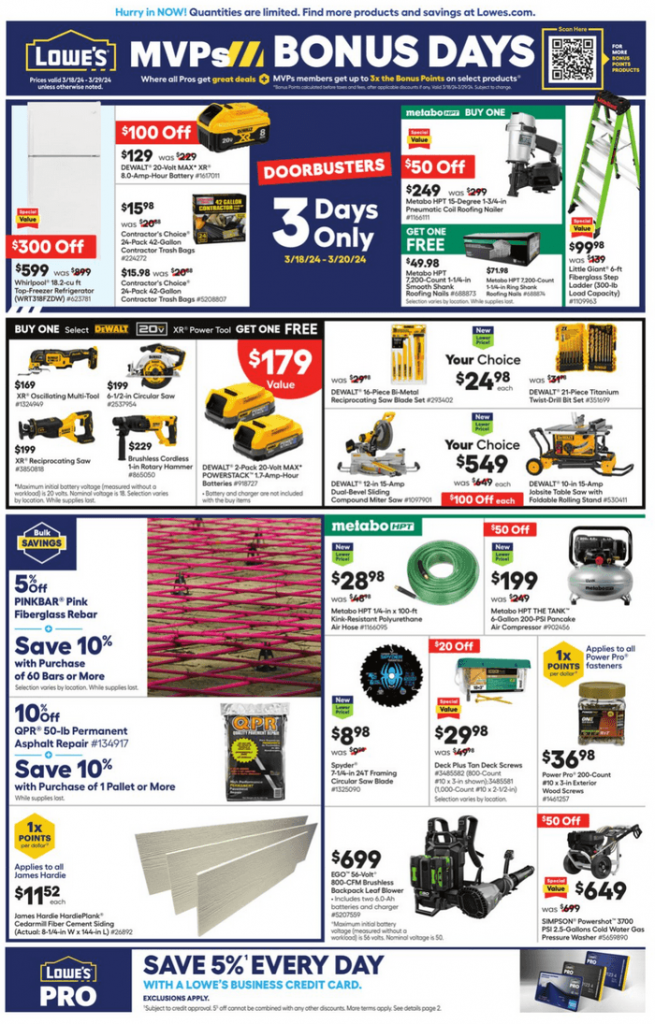 Lowe's Pro Ad Mar 18 – Mar 29, 2024
