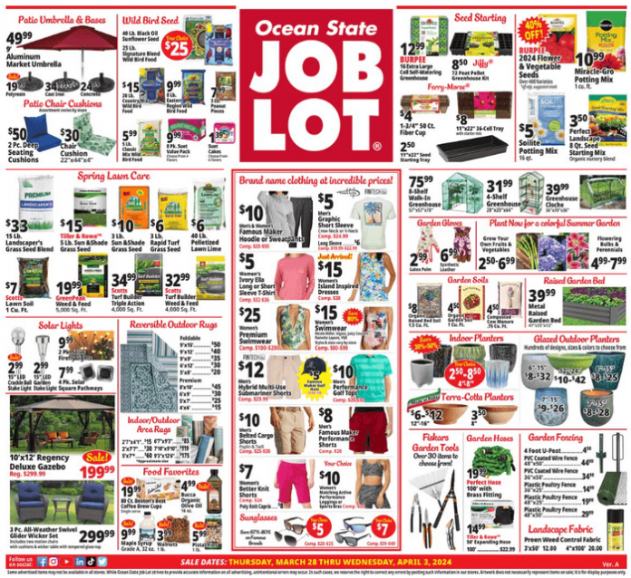 Ocean State Job Lot Weekly Ad Mar 28 – Apr 03, 2024