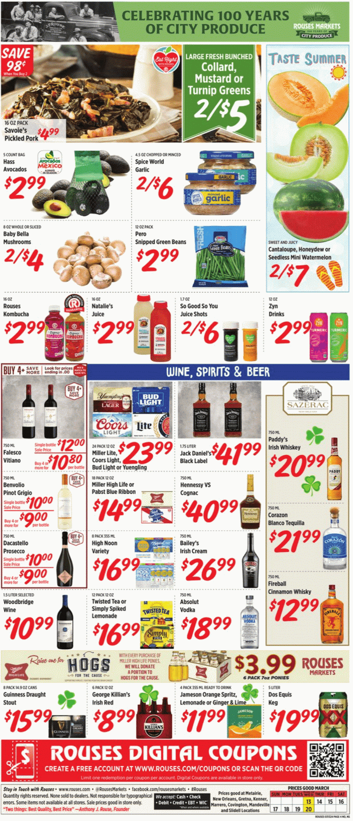 Rouses Weekly Ad Mar 13 – Mar 20, 2024 (Easter & St. Patrick's Day ...