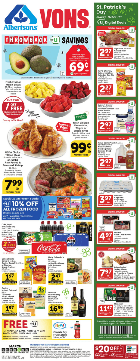 Vons Weekly Ad Mar 13 – Mar 19, 2024 (St. Patrick's Day Promotion Included)