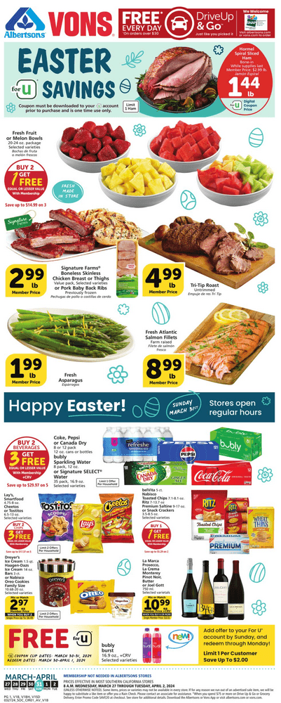 Vons Weekly Ad Mar 27 – Apr 02, 2024 (Easter Promotion Included)