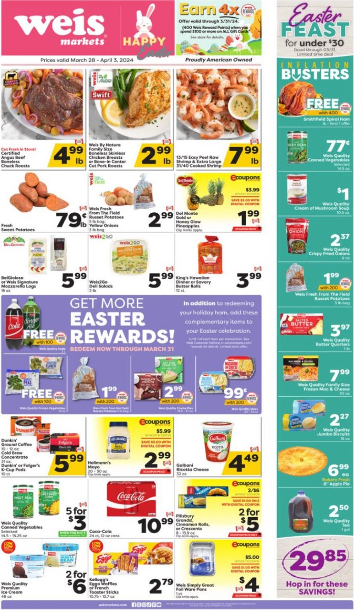Weis Markets Easter Ad Mar 28 – Apr 03, 2024
