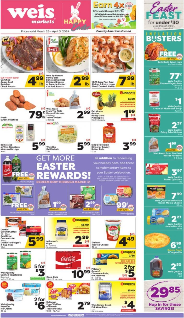 Weis Markets Easter Ad Mar 28 – Apr 03, 2024