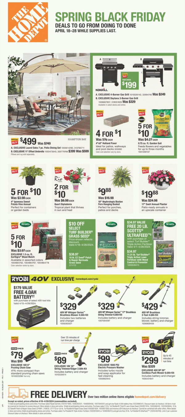 Home Depot Spring Event Apr 18 – Apr 28, 2024