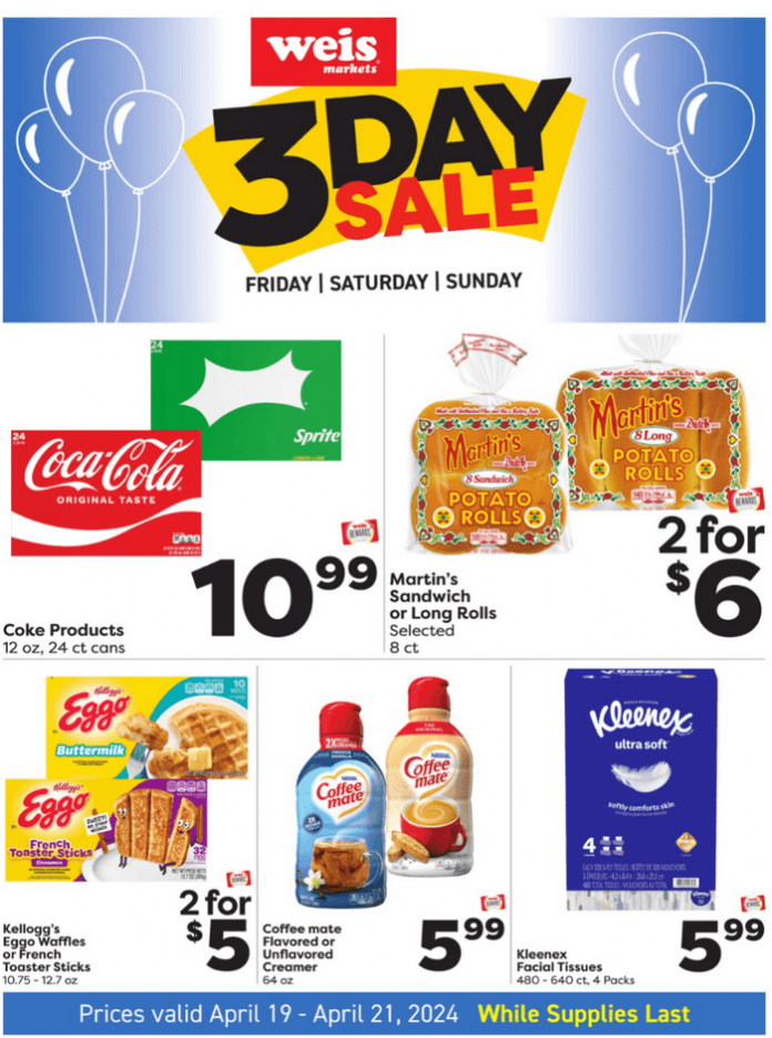 Weis Markets Three-Day Ad Apr 19 – May 21, 2024