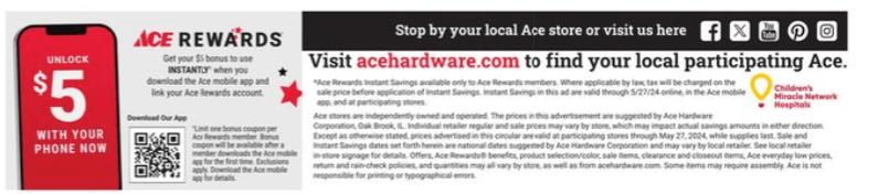 Ace Hardware Memorial Day Ad May 14 – May 27, 2024