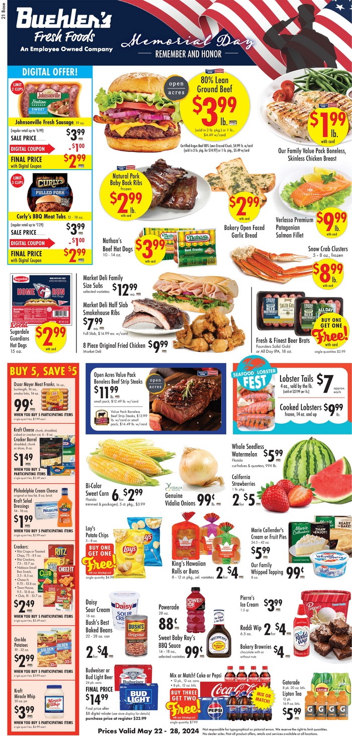 Buehler's Weekly Ad May 22 – May 28, 2024 (Memorial Day Promotion Included)