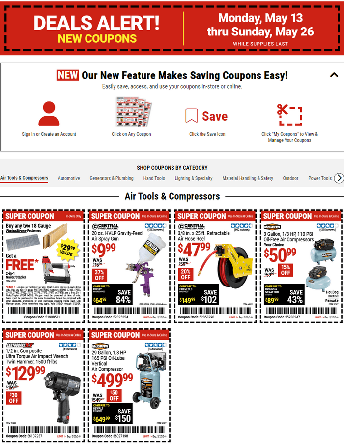 Harbor Freight Coupon Sale May 13 – May 26, 2024