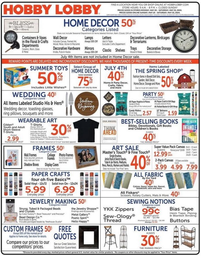 Hobby Lobby Weekly Ad May 19 – May 25, 2024