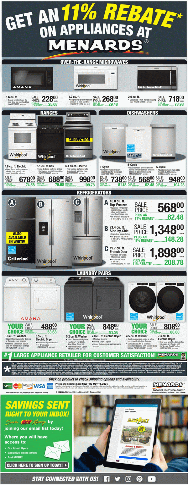 Menards Maytag Sale May 09 – May 19, 2024