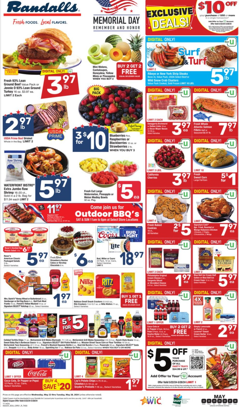 Randalls Weekly Ad May 22 – May 28, 2024 (Memorial Day Promotion Included)