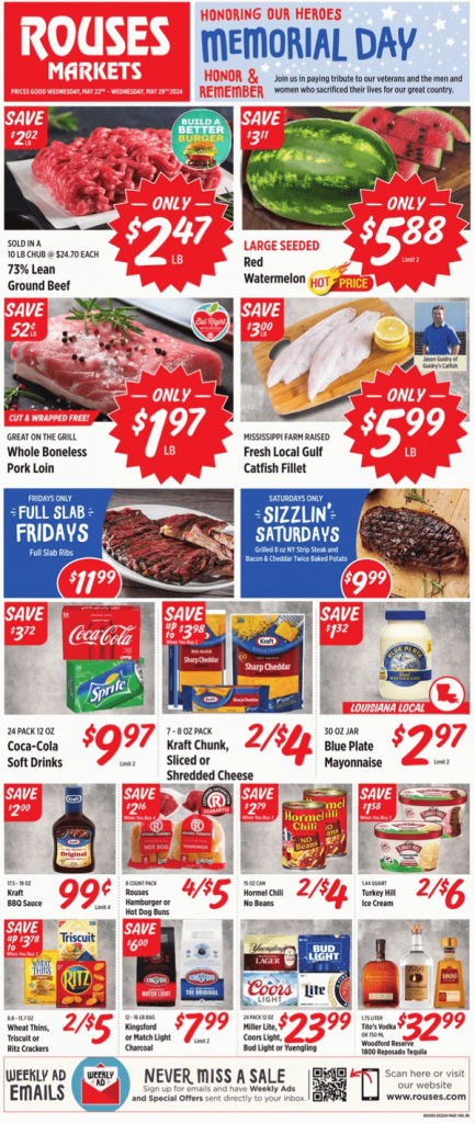 Rouses Weekly Ad May 22 – May 29, 2024 (Memorial Day Promotion Included)