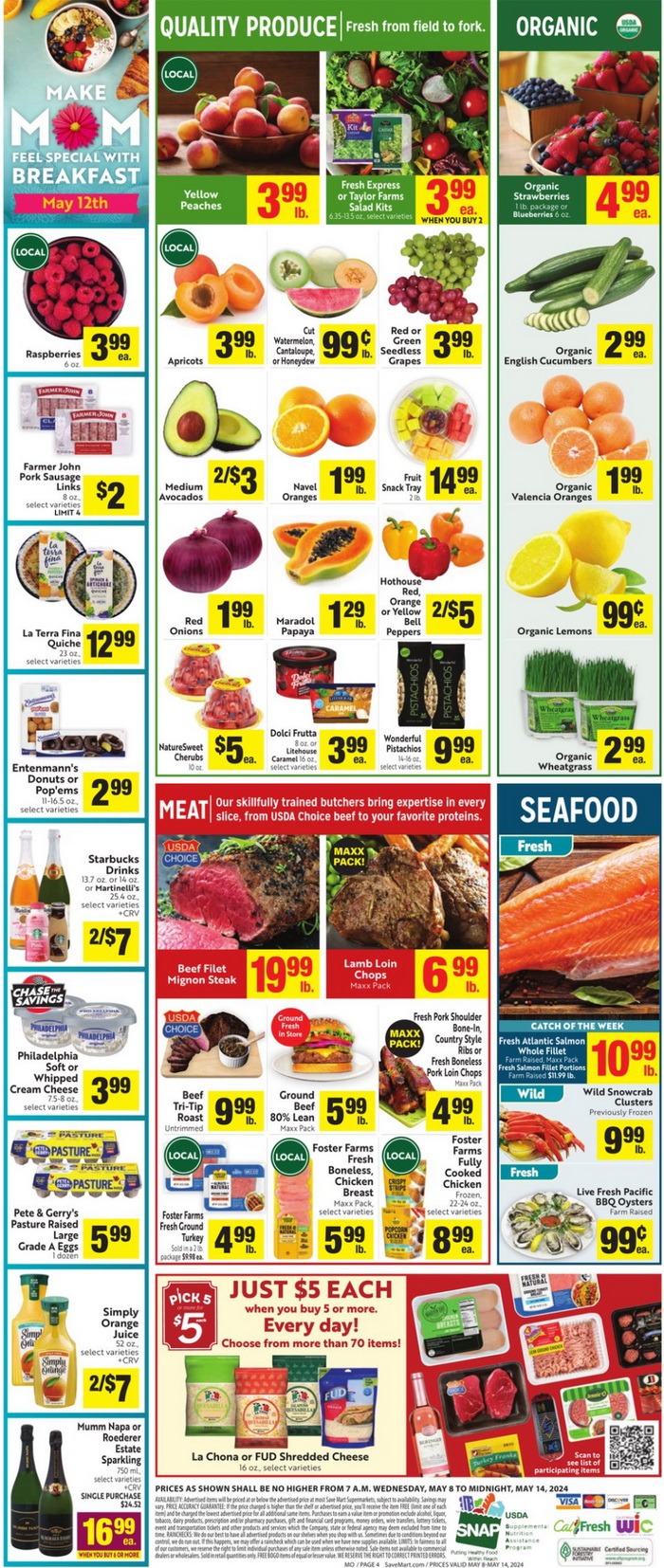 Save Mart Supermarkets Weekly Ad May 08 – May 14, 2024 (Mother's Day Promotion Included)