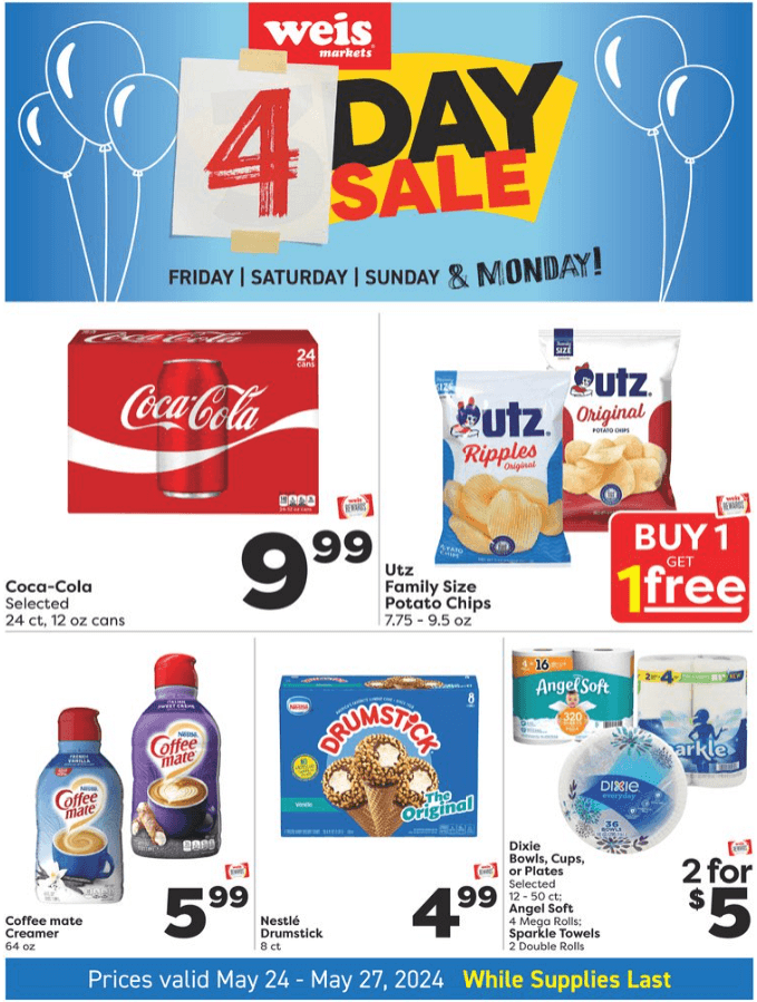 Weis Markets Weekend Four-Day Ad May 24 – May 27, 2024