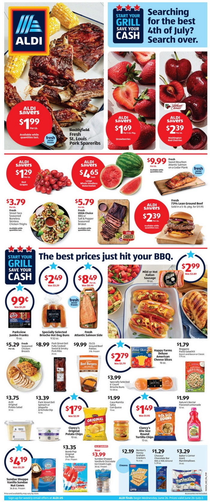 ALDI Weekly Ad June 26 – July 02, 2024 (4th Of July Promotion Included)
