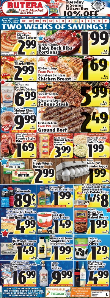 Butera Weekly Ad Jun 26 – Jul 09, 2024 (4th Of July Promotion Included)