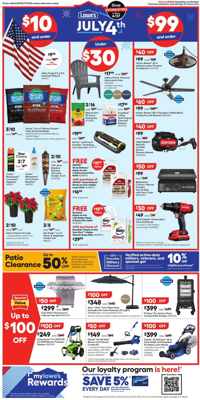 Lowe's In Store Promotion Ad June 27 – July 10, 2024 (4th Of July ...