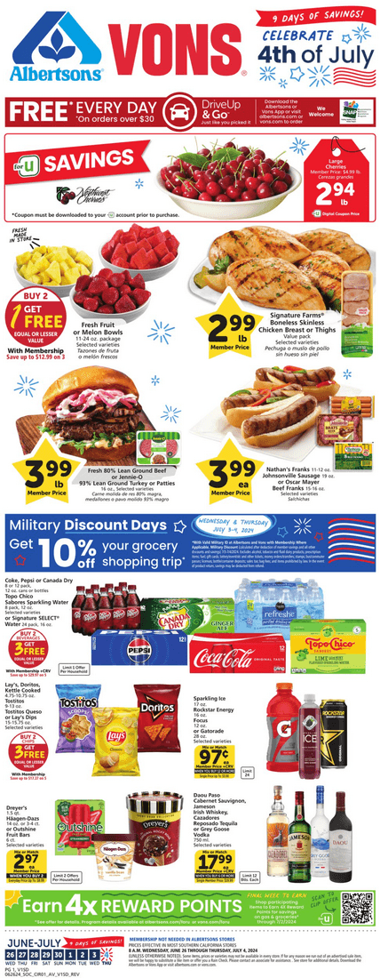 Vons Weekly Ad Jun 26 – Jul 04, 2024 (4th of July Promotion Included)