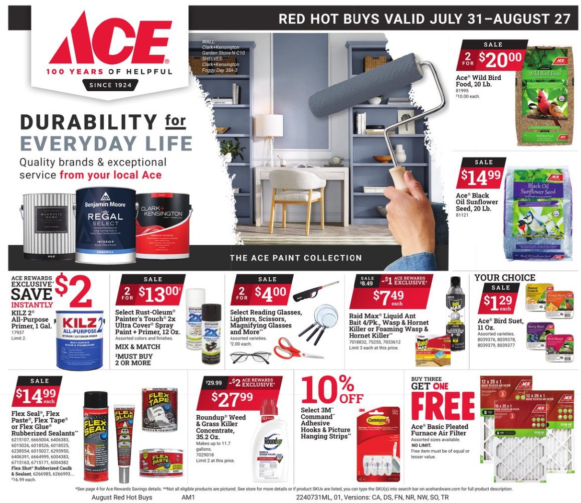 ACE Hardware Monthly Ad Jul 31 – Aug 27, 2024