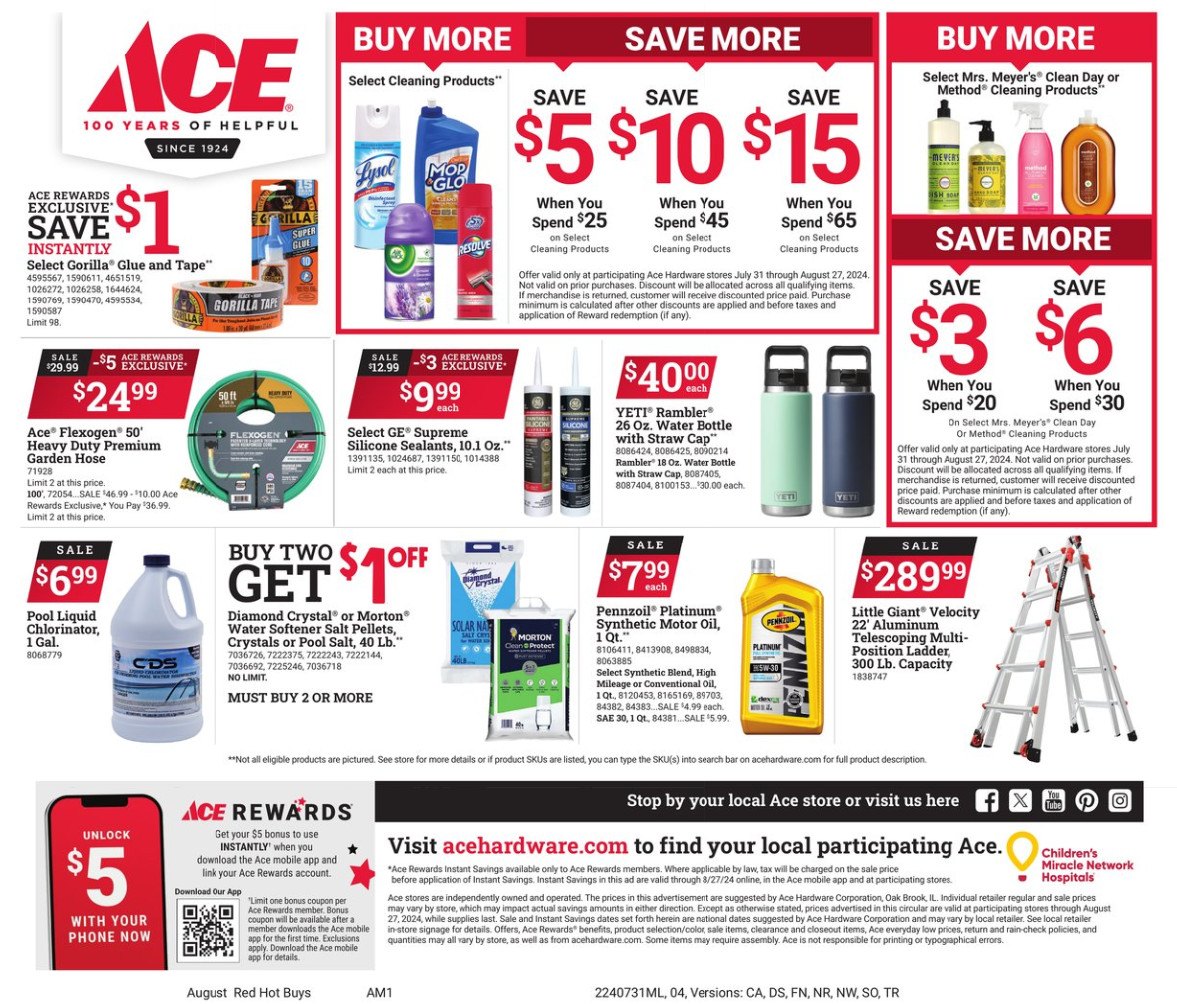 ACE Hardware Monthly Ad Jul 31 – Aug 27, 2024