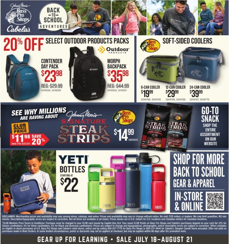 Bass Pro Shops Back to School Sale July 18 – Aug 21, 2024