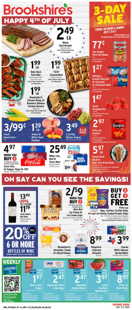 Brookshire's Weekly Ad Jul 03 – Jul 09, 2024 (4th of July Promotion Included)