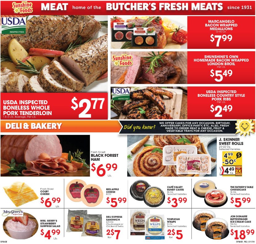 Sunshine Foods Weekly Ad Jul 17 – Jul 23, 2024