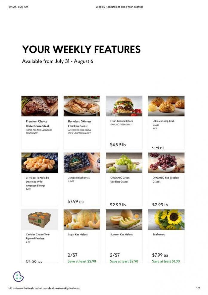 The Fresh Market Weekly Ad Jul 31 – Aug 06, 2024