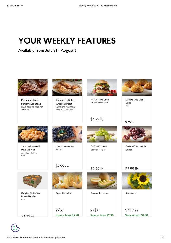 The Fresh Market Weekly Ad Jul 31 – Aug 06, 2024