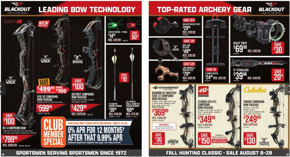 Bass Pro Shops Fall Hunting Classic Sale Aug 08 – Aug 28, 2024